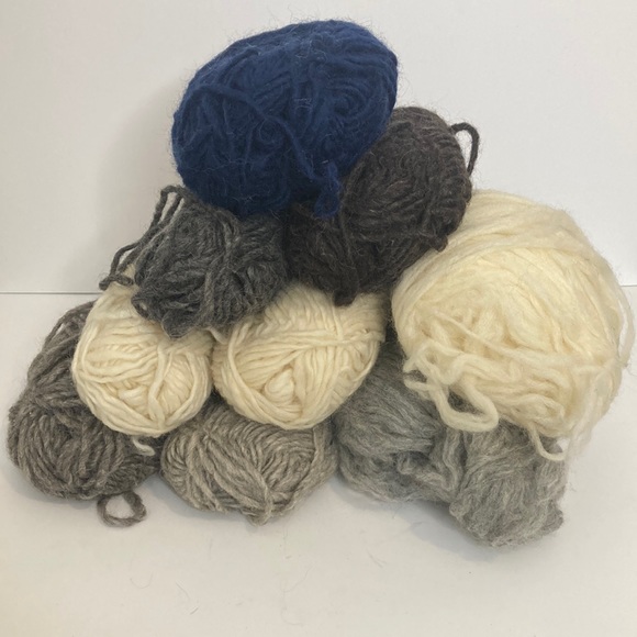 Vintage | Office | Wool Yarn Bundle Cream Gray Navy Blue Brown Virgin ...